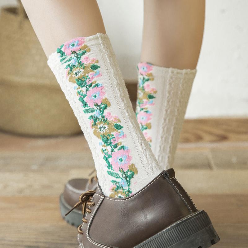 Vintage Embroidered Floral Socks (5 pairs) – flownwing
