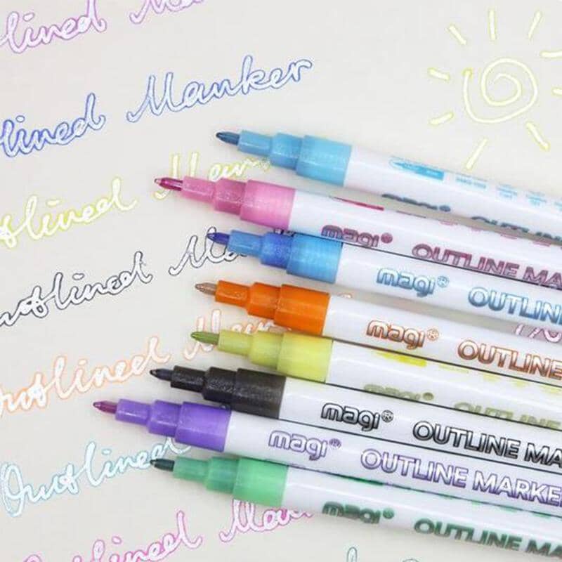 🎄Gorgeous Double Outline Markers Set (8/12 colors)🎁 – flownwing